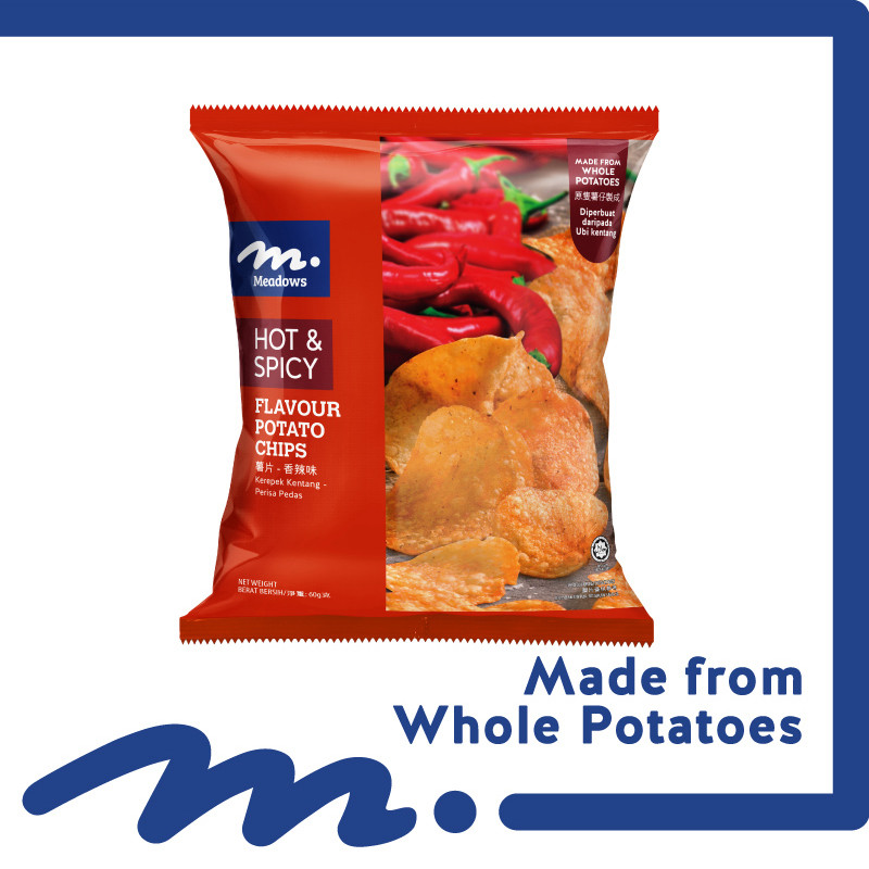 Meadows Potato Chips Hot & Spicy 60g | Shopee Singapore