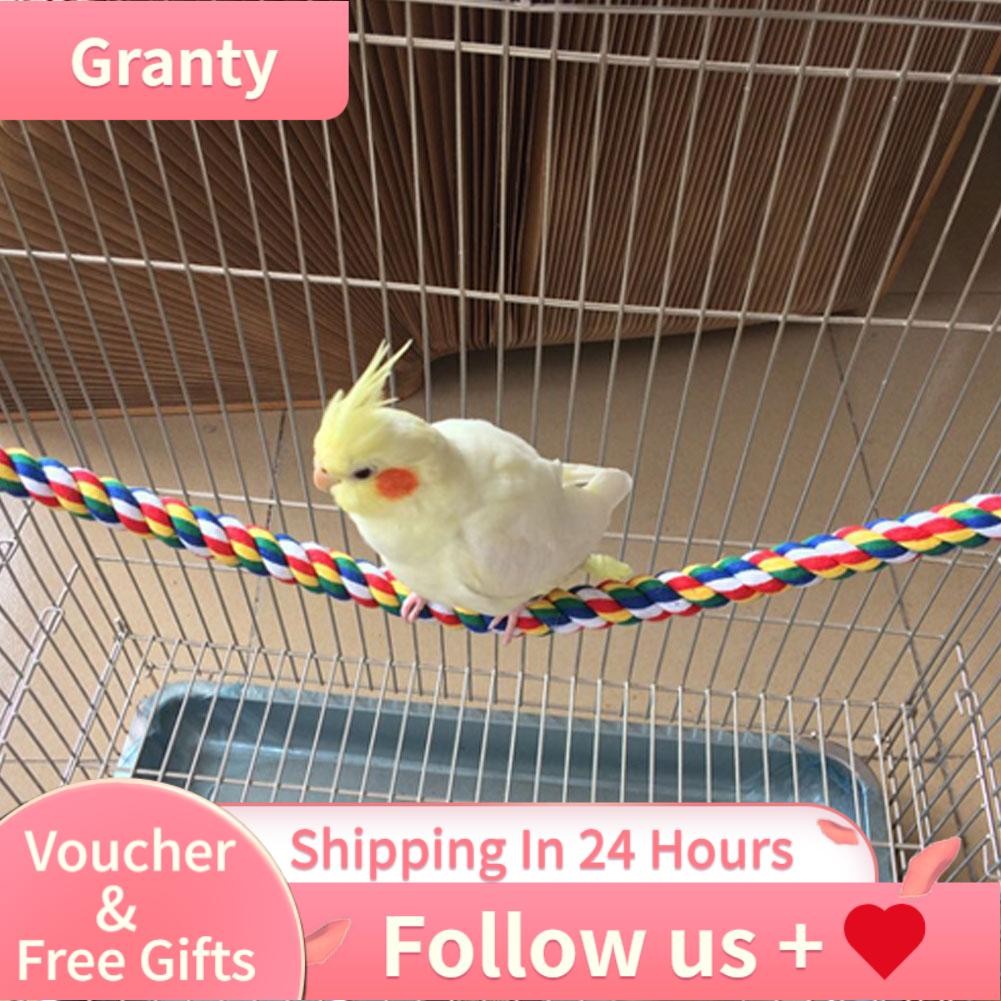 Granty Bird Rope Perch Colorful Bendable Chewable Cotton Ropes Stand ...