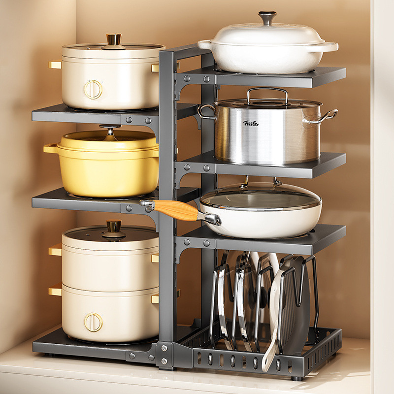 Pots and Pans Organizer for Cabinet - Heavy Duty Pot Pan Rack under ...