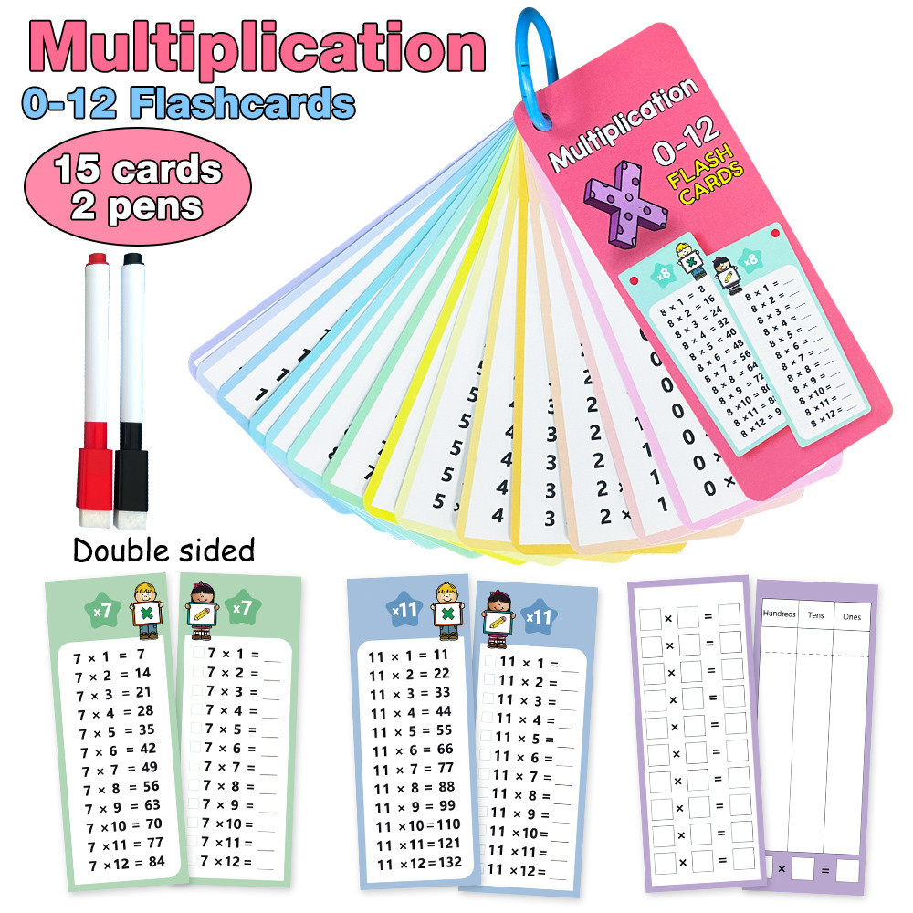 Kids Learning 0-12 Multiplication Arithmetic Math Flash Cards ...