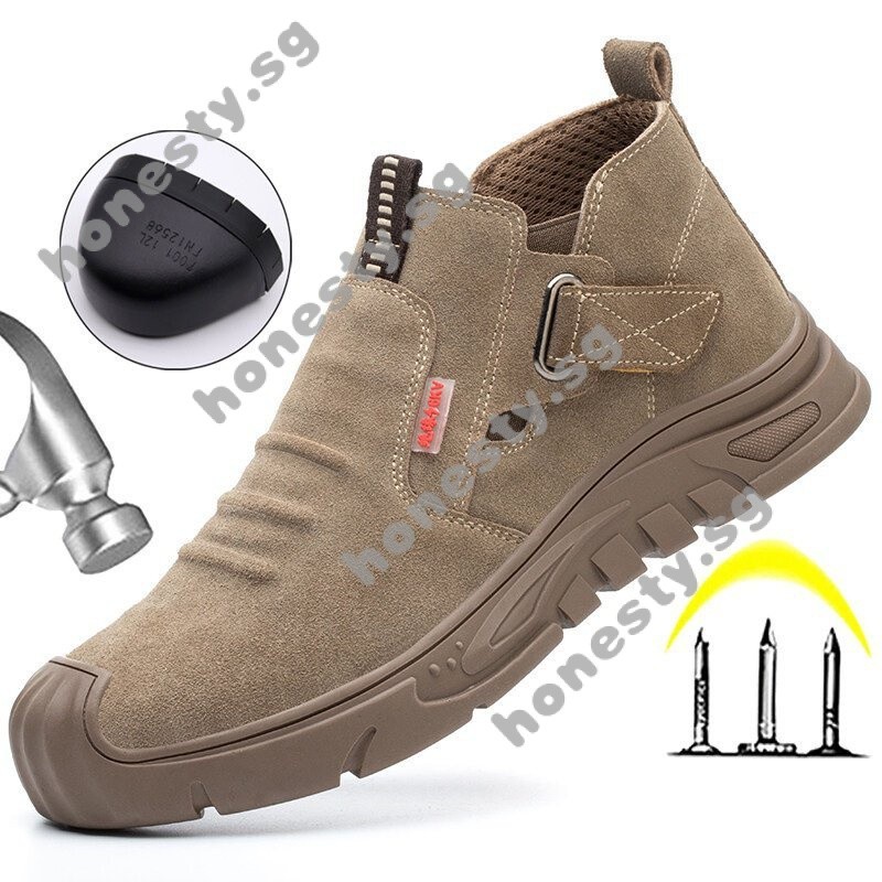 Cowhide Safety Shoes For Men Scald Proof Industrial Shoes Anti-smash ...