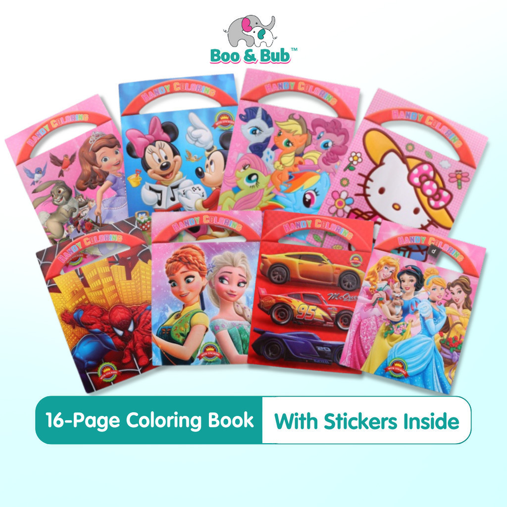 16-page Cartoon Coloring Sticker Book | Cute Colouring Book Child Early ...