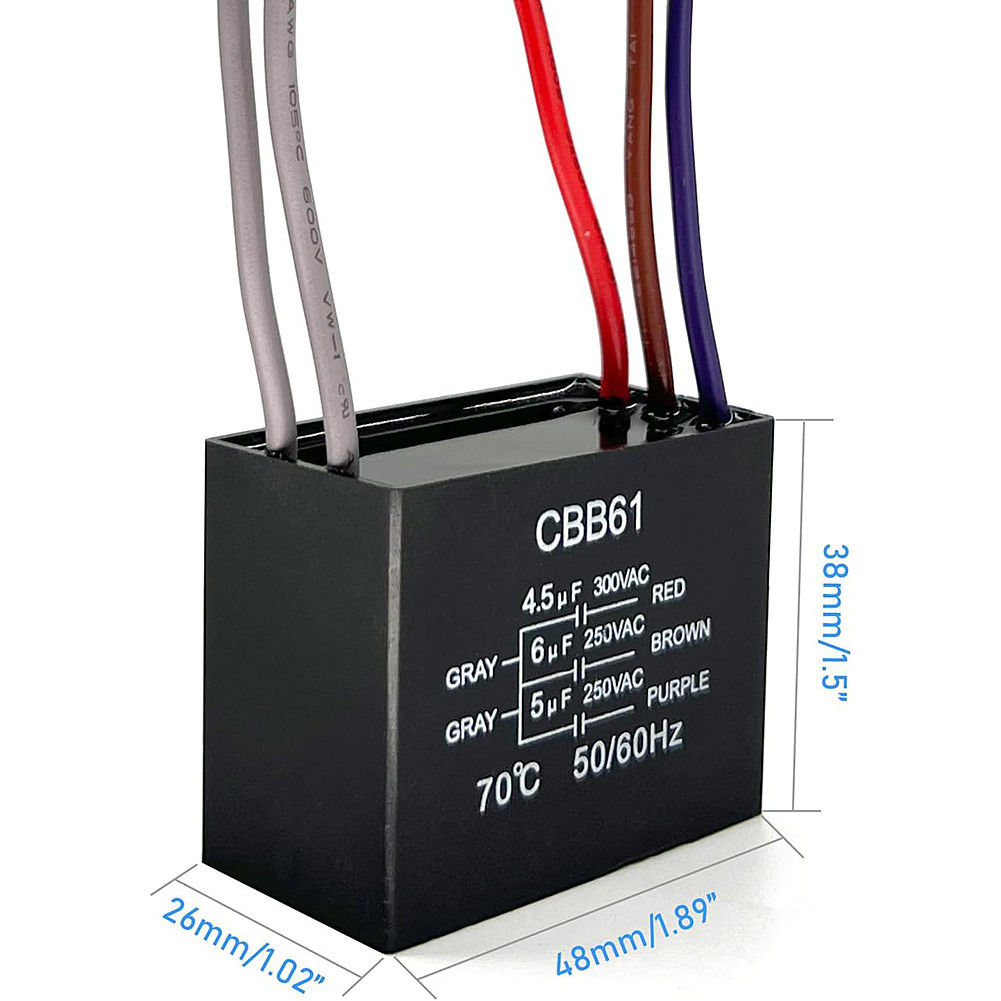 Fan Speed Control Switch Ceiling Fan Capacitor 5 Wire 250V Fan Pull ...