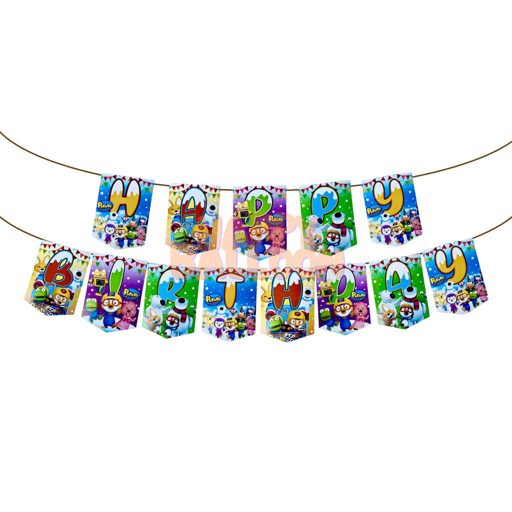 Happyballoon Banner Happy Birthday Pororo Theme | Shopee Singapore