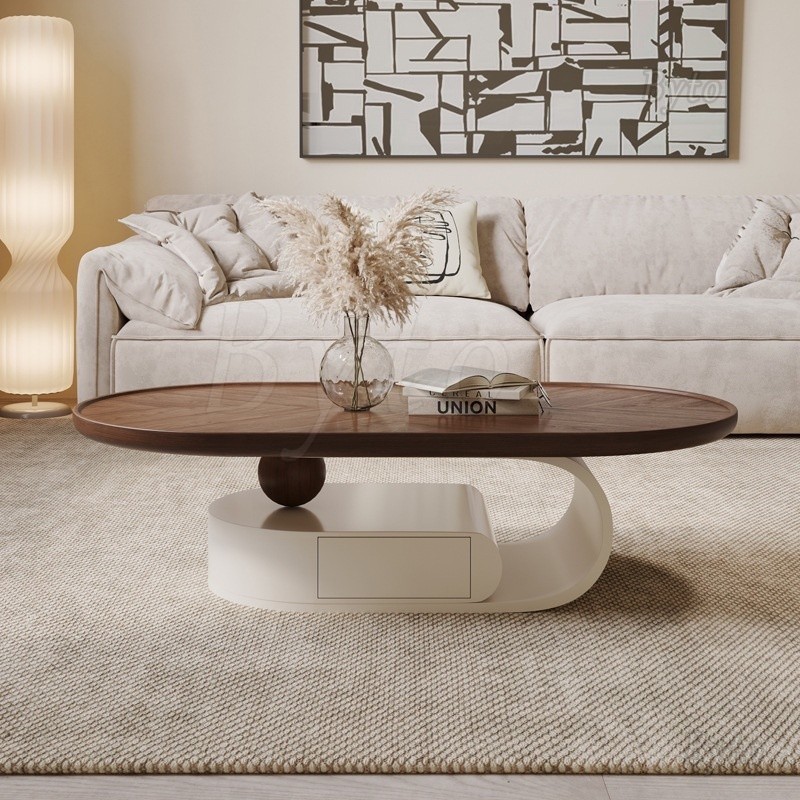 Byto Coffee Table Grain Oval Dual-Use Dining Table Living Room 40cm ...