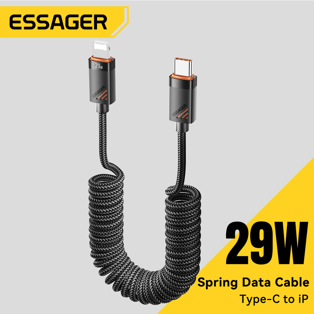 ESSAGER 29W 3A C-L Spring Loaded Quick Charge Data Transfer Cable ...