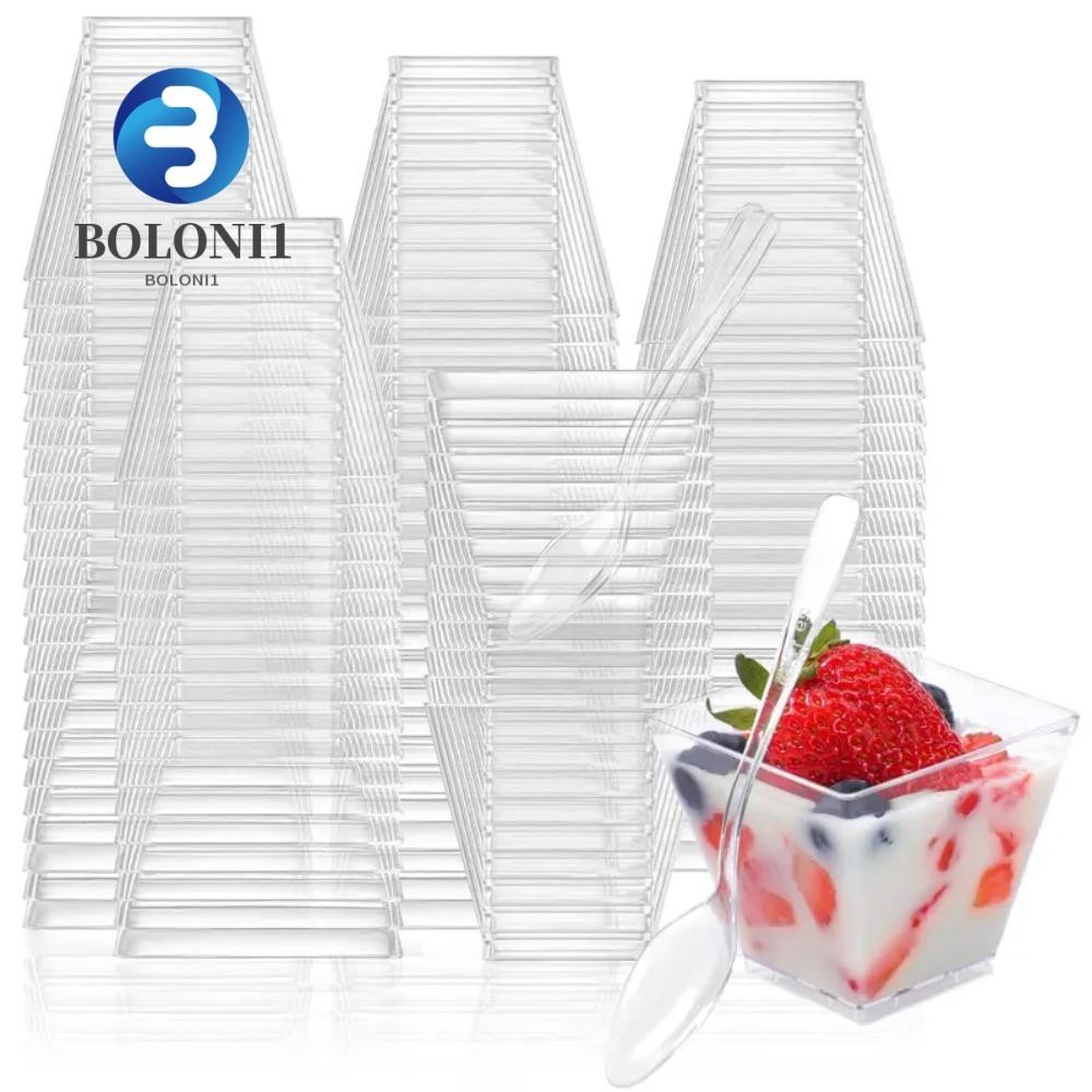 BO 20pcs Disposable Plastic Mousse Cups, Square Cup Mouth Transparent ...