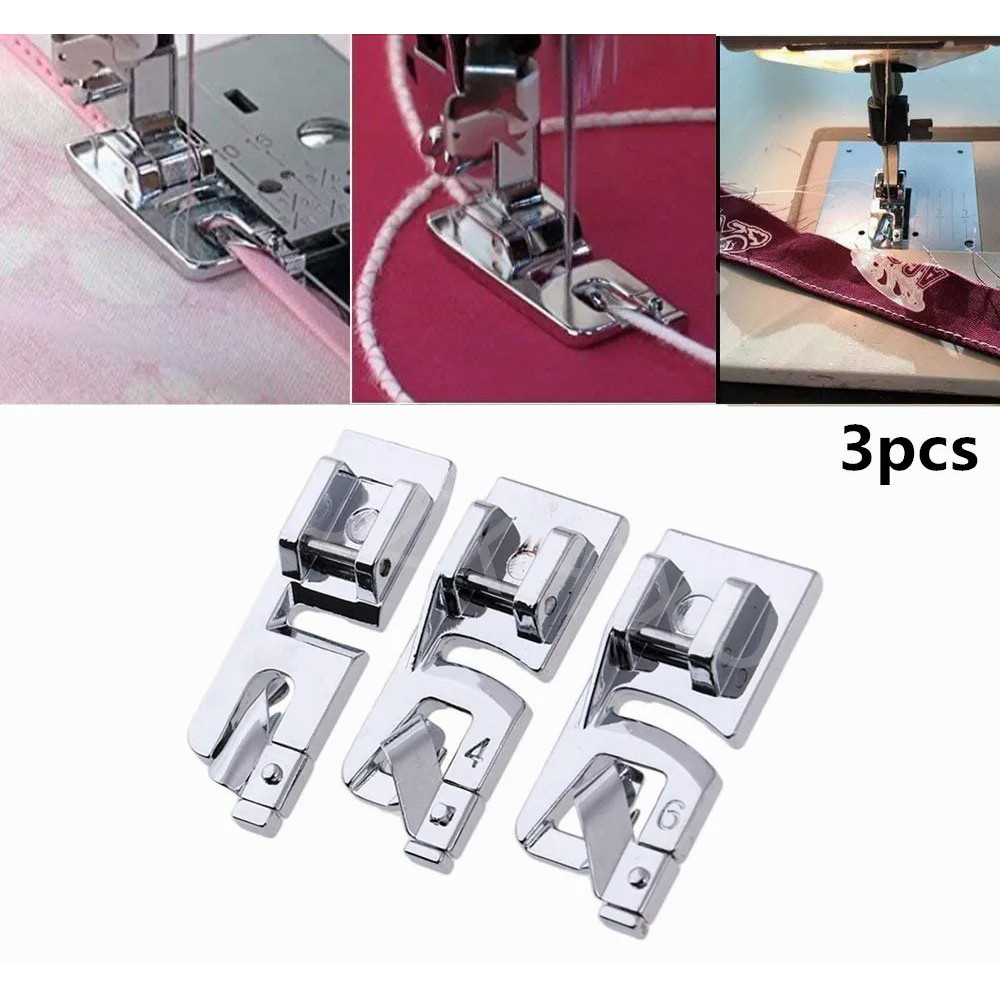 3mm, 4mm 6mm Narrow Rolled Hem Presser Foot Set for Sewing Machine ...