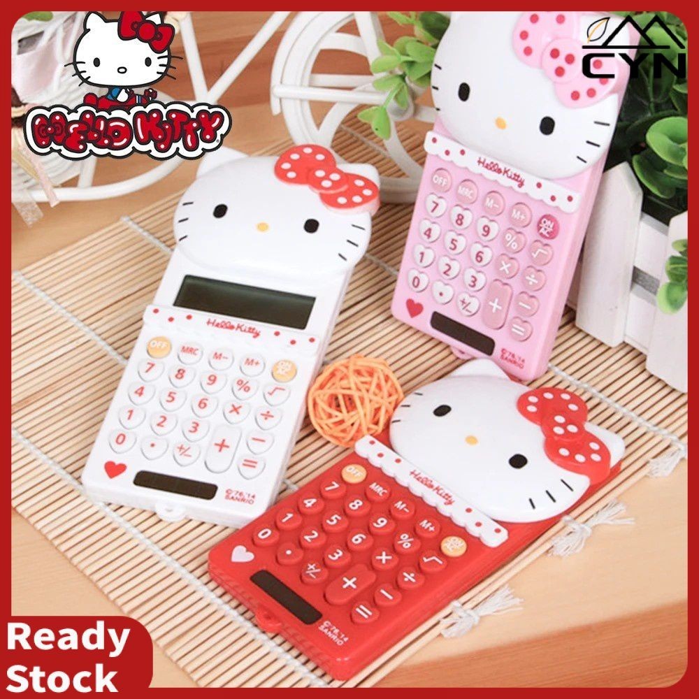 Kawaii Sanrio Calculator Cute Hello Kitty Portable Push Cover Palm ...