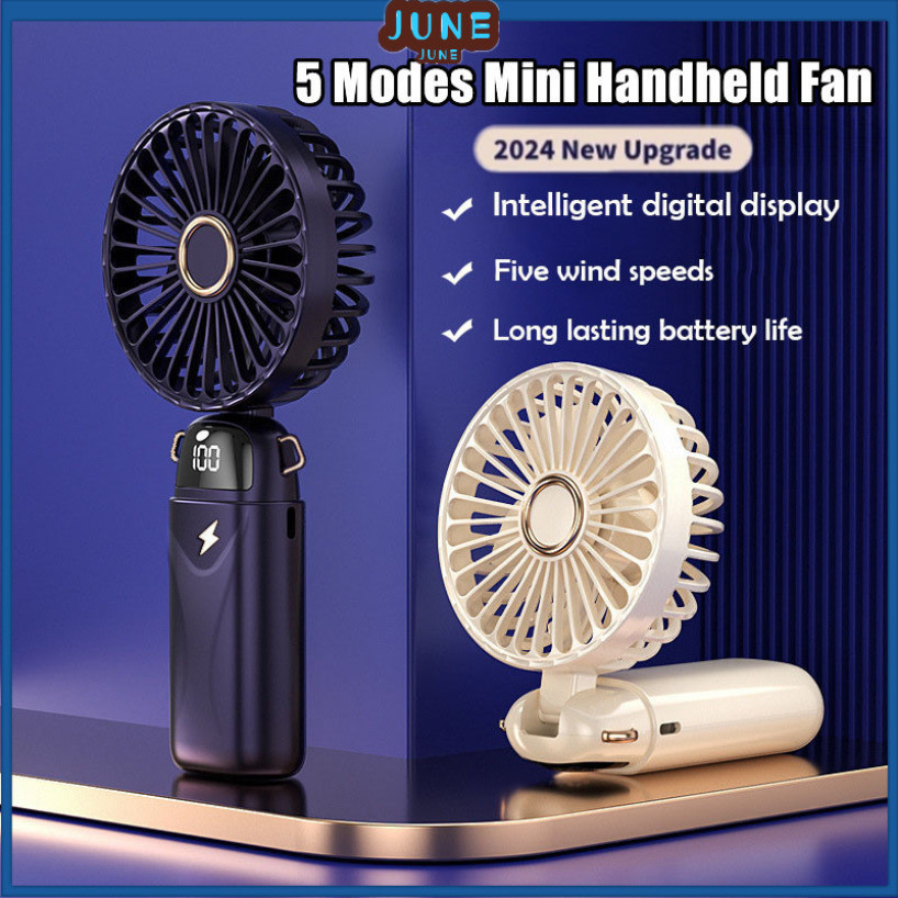 2024 Upgraded 5 Modes Handheld Fan Mini Portable Foldable Digital ...