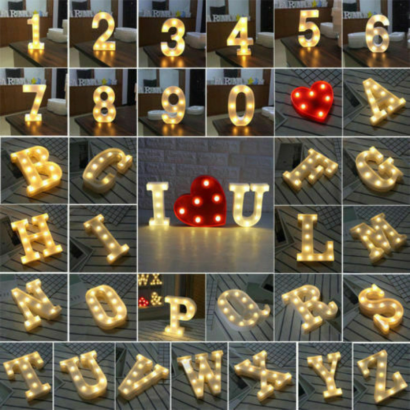 White Plastic Letters Lights Light Up Letters Number Hanging Sign ...