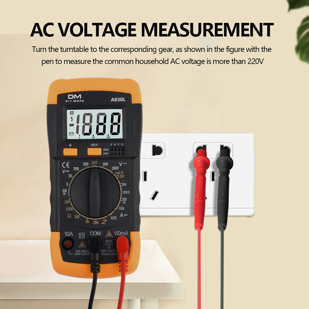 Digital Multimeter 2000 Counts Voltage Tester Volt Ohm Amp Multi-Meter ...