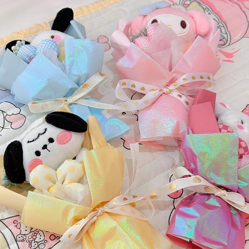 2025 Cartoon My Melody Kuromi Melody Kt Cat Plush Doll Creative Flower ...