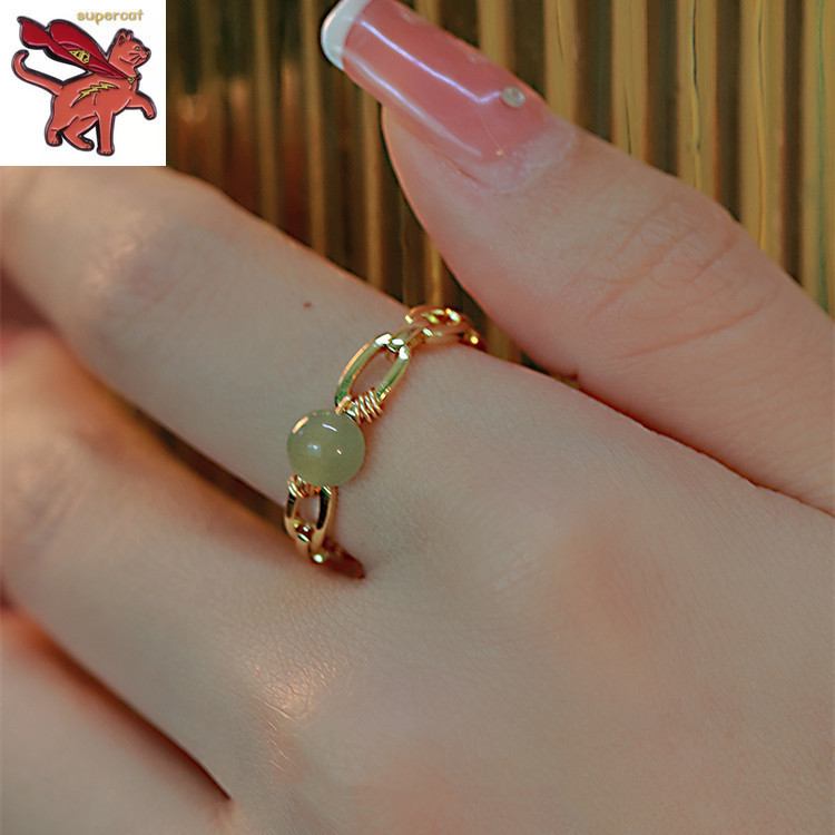 Original 916 Golden Nature Hotan Jade ring interlocking natural Hotan ...