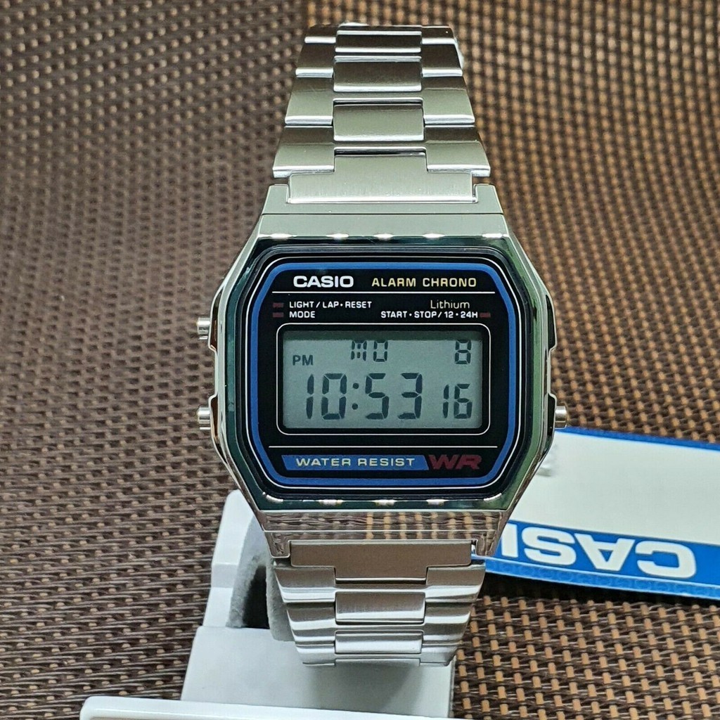 Casio A158WA-1D Vintage Series Digital Stainless Steel Quartz Unisex Retro Watch | Shopee Singapore