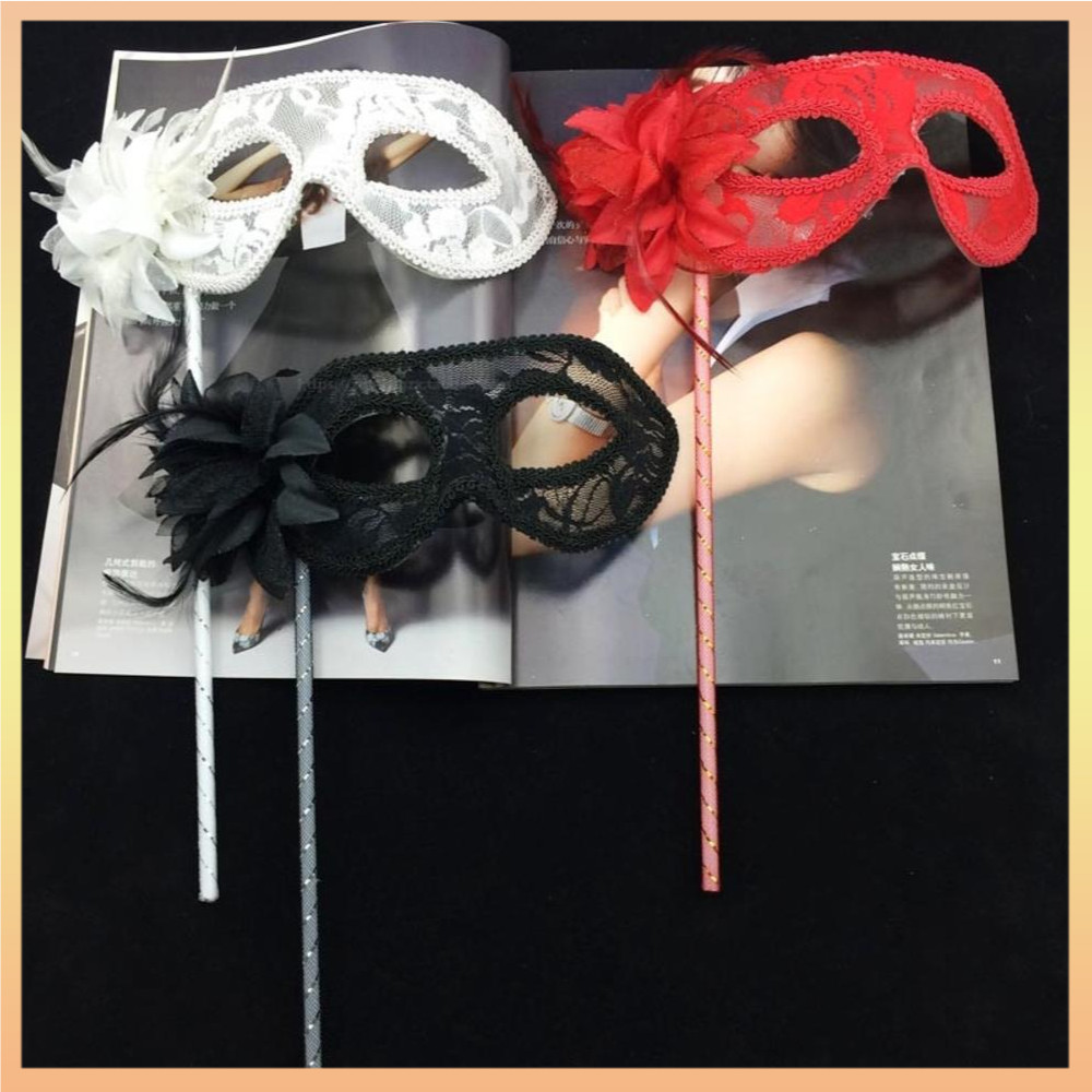 Venice Princess Masquerade Mask Handheld Side Flower Translucent ...