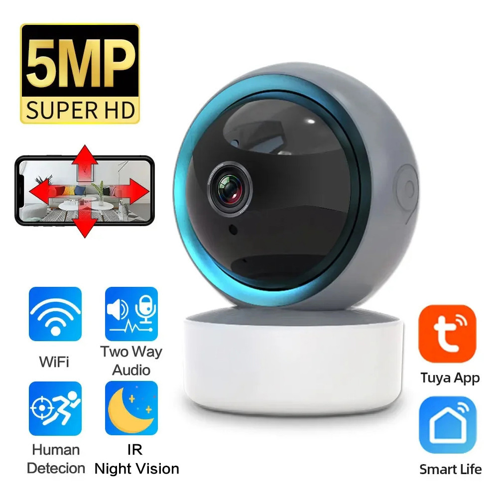 Tuya Smart Life 5MP Wifi PTZ IP Security Camera Indoor Auto Tracking ...
