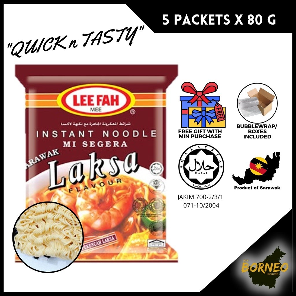 5 sets x 80g Sarawak Laksa Instant Noodle/Mee Immediately Laksa Sarawak ...