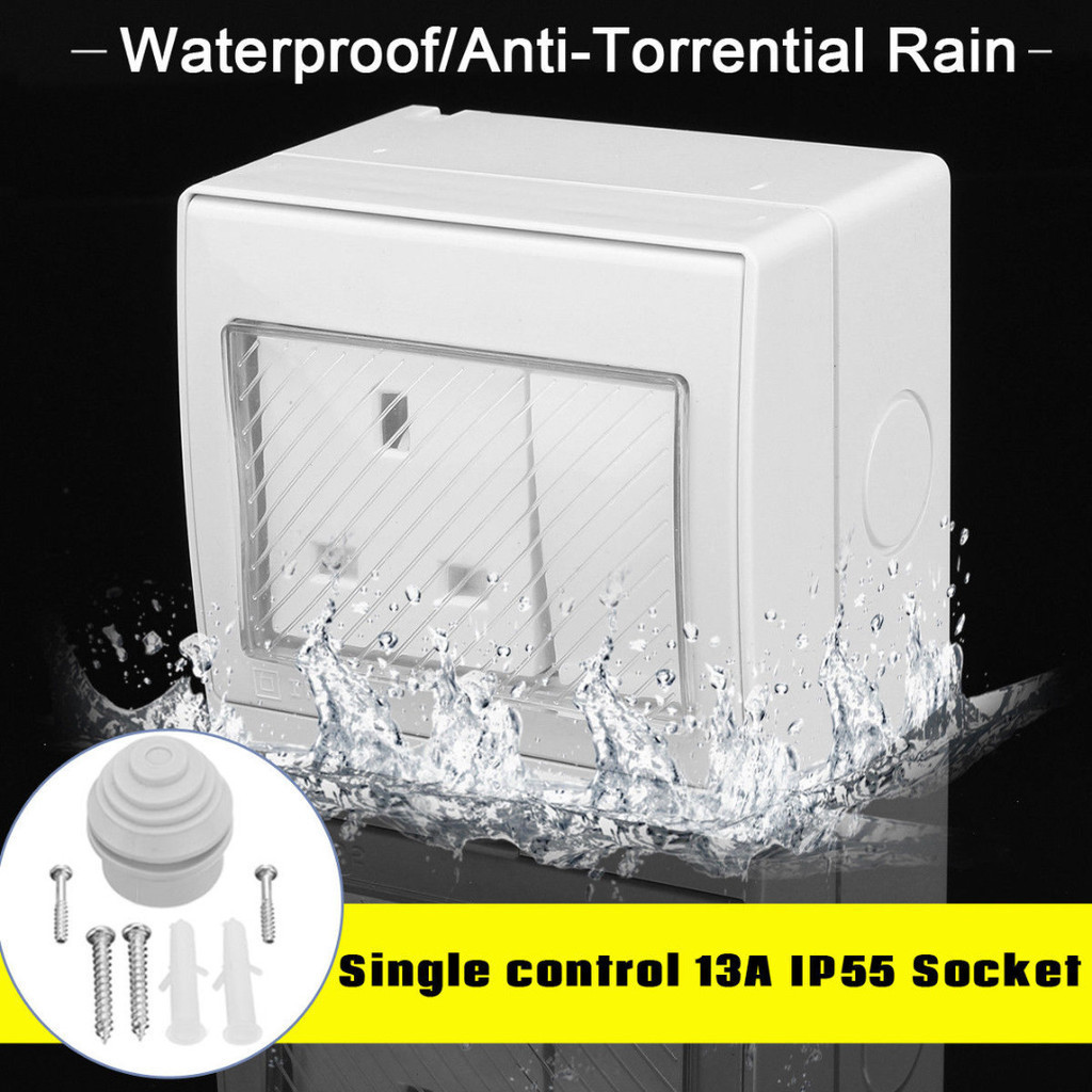 Waterproof IP55 Electrical Outdoor Power Damp Proof 13A UK Plug Single ...