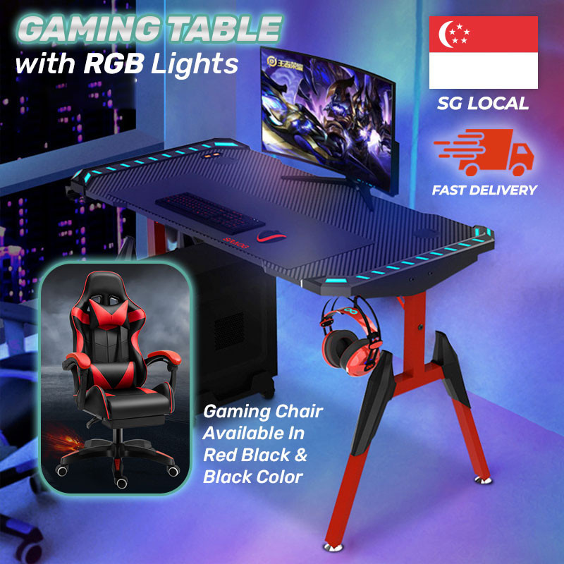 [SG Stock]Gaming Table with RGB light Computer Desk Office Table ...