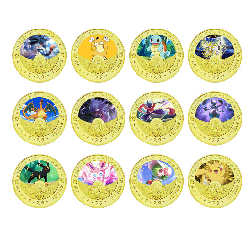 Charizard Pikachu Pokemon Coins Metal Mewtwo Coins Anime Commemorative ...