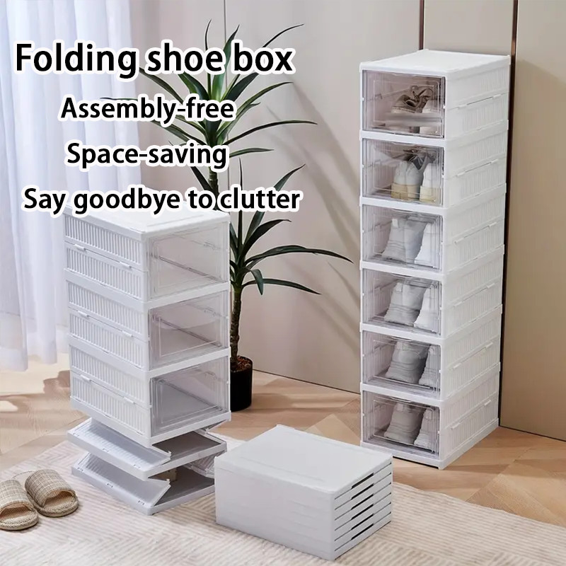 Foldable Shoe Organizer Shoe Box Storage Sneaker Storage Collapsible ...