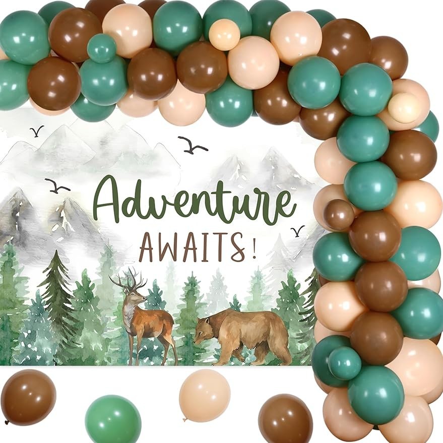 JOLLYBOOM Adventure Awaits Baby Shower Decorations Sage Green Baby ...