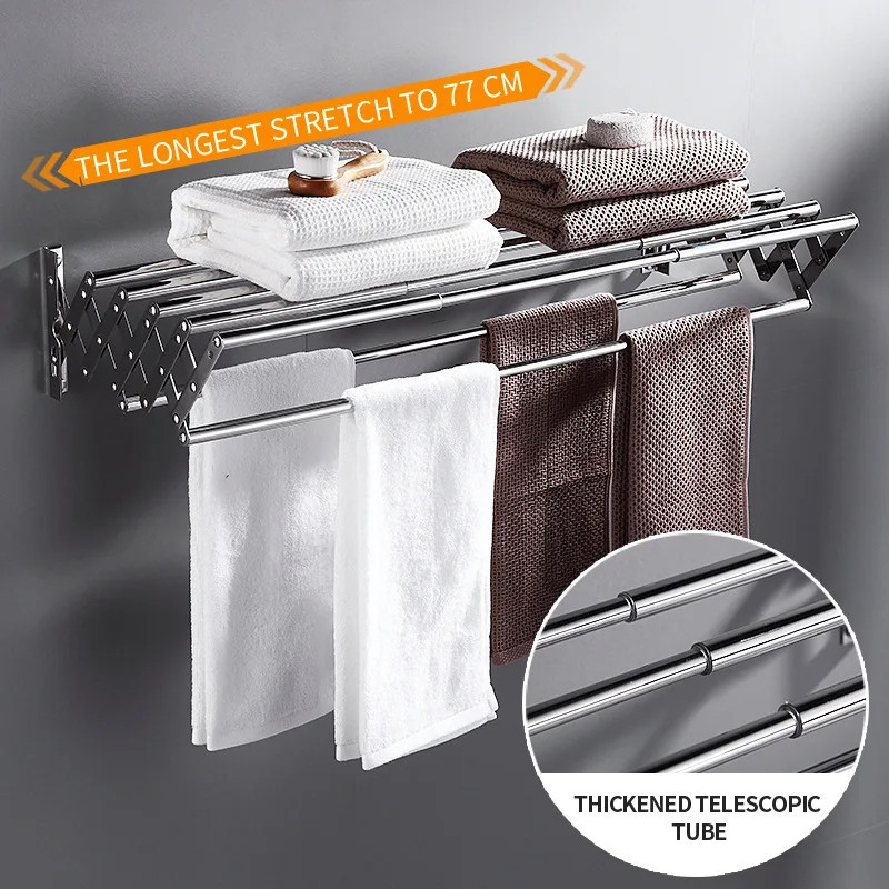 [Kennard] Telescopic Shower Rail Shelf 304 Stainless Steel Towel Rack ...
