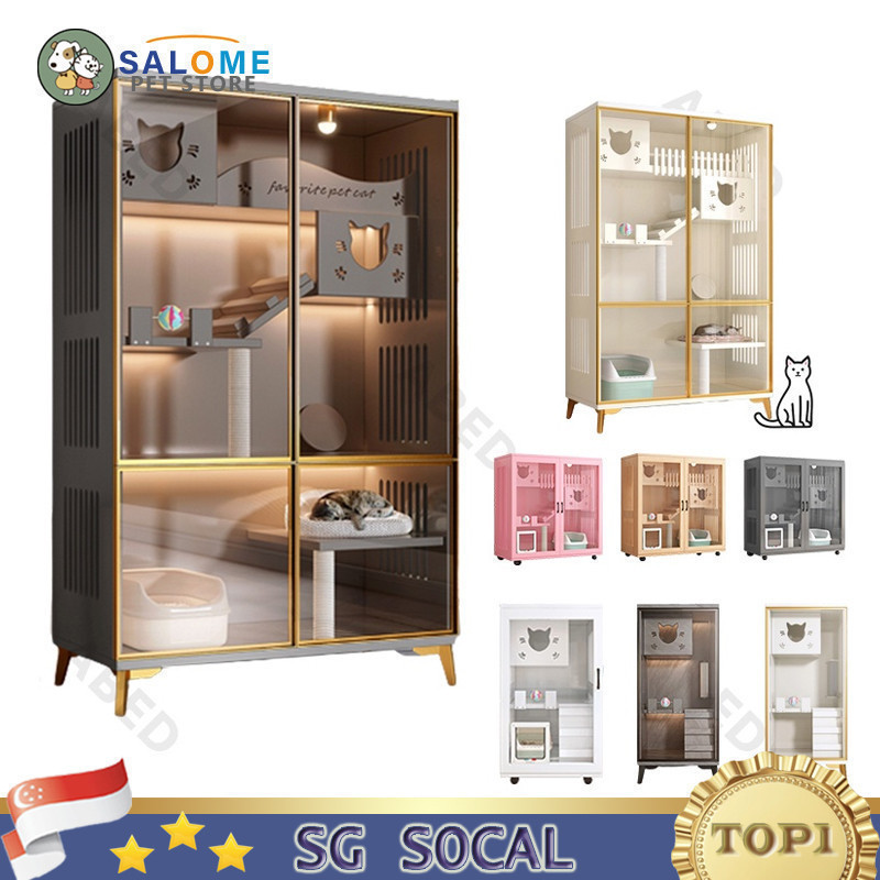 Salome Cat Cage Solid Wood Cat Villa Household Indoor Cat Cabinet Cat ...