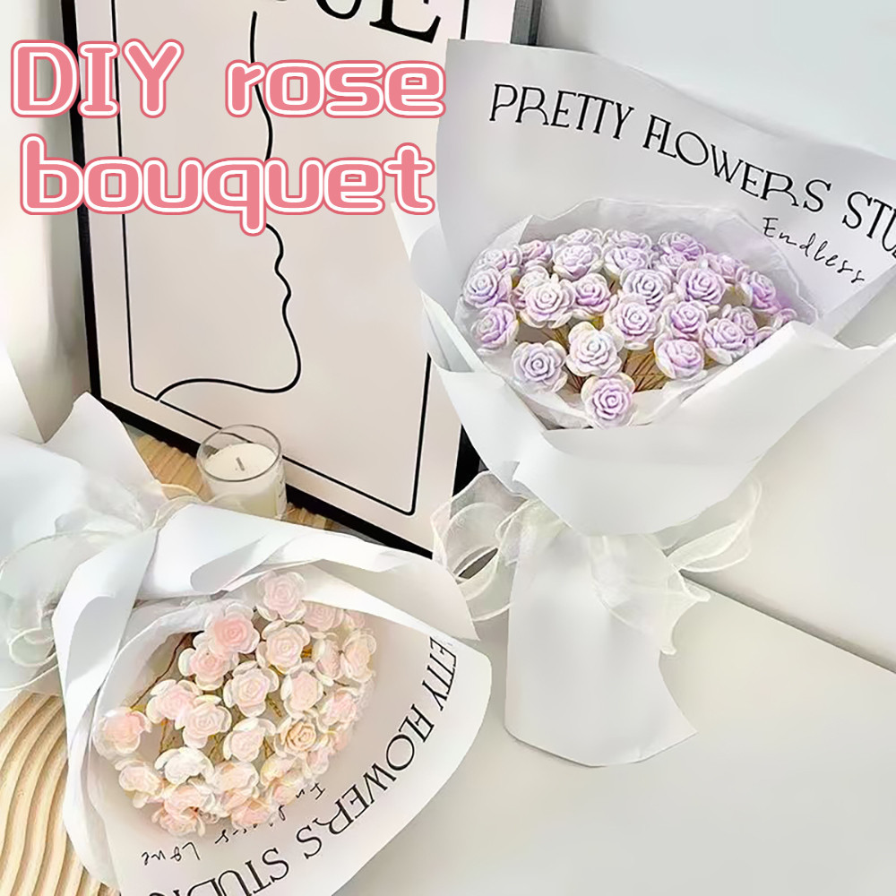 [ Ready Stock ] DIY Eternity Velvet Rose Bouquet Set Handmade Flower ...