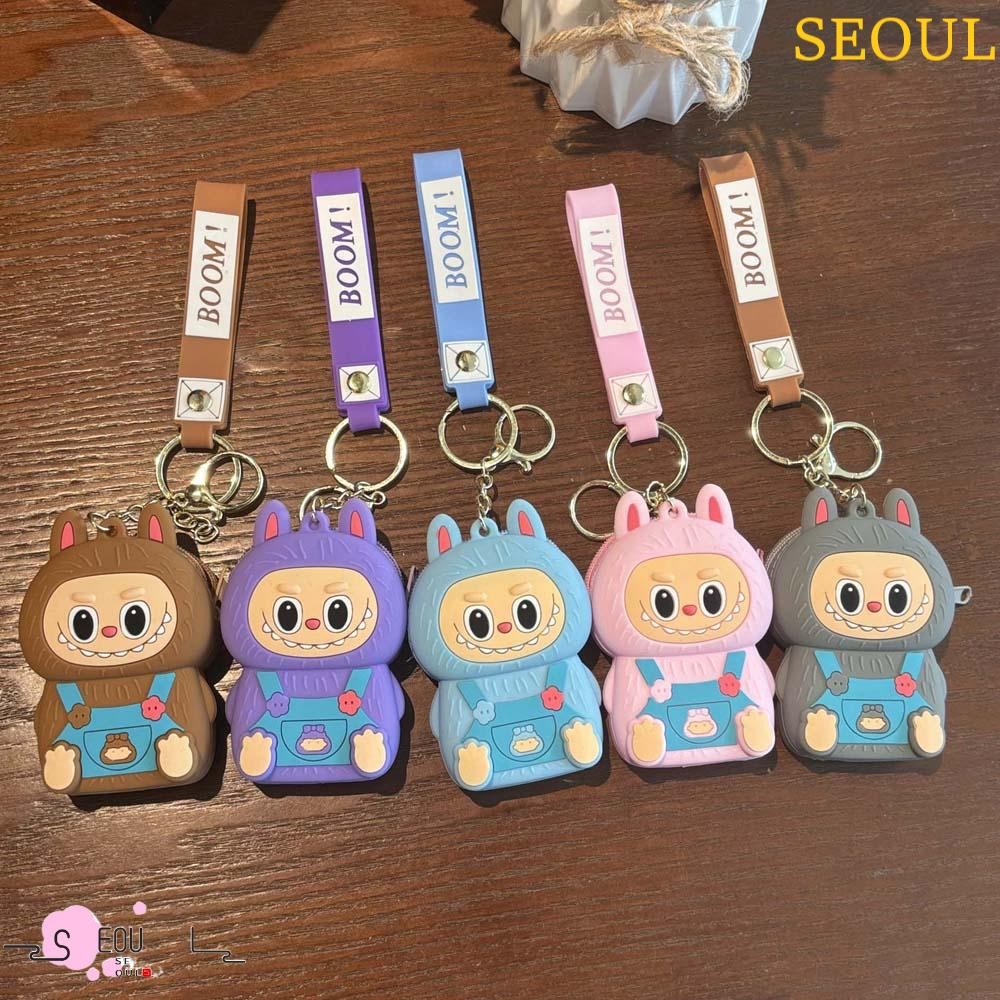 SEOUL Labubu Silicone Bag, Waterproof Pop Mart Labubu Silicone Coin ...
