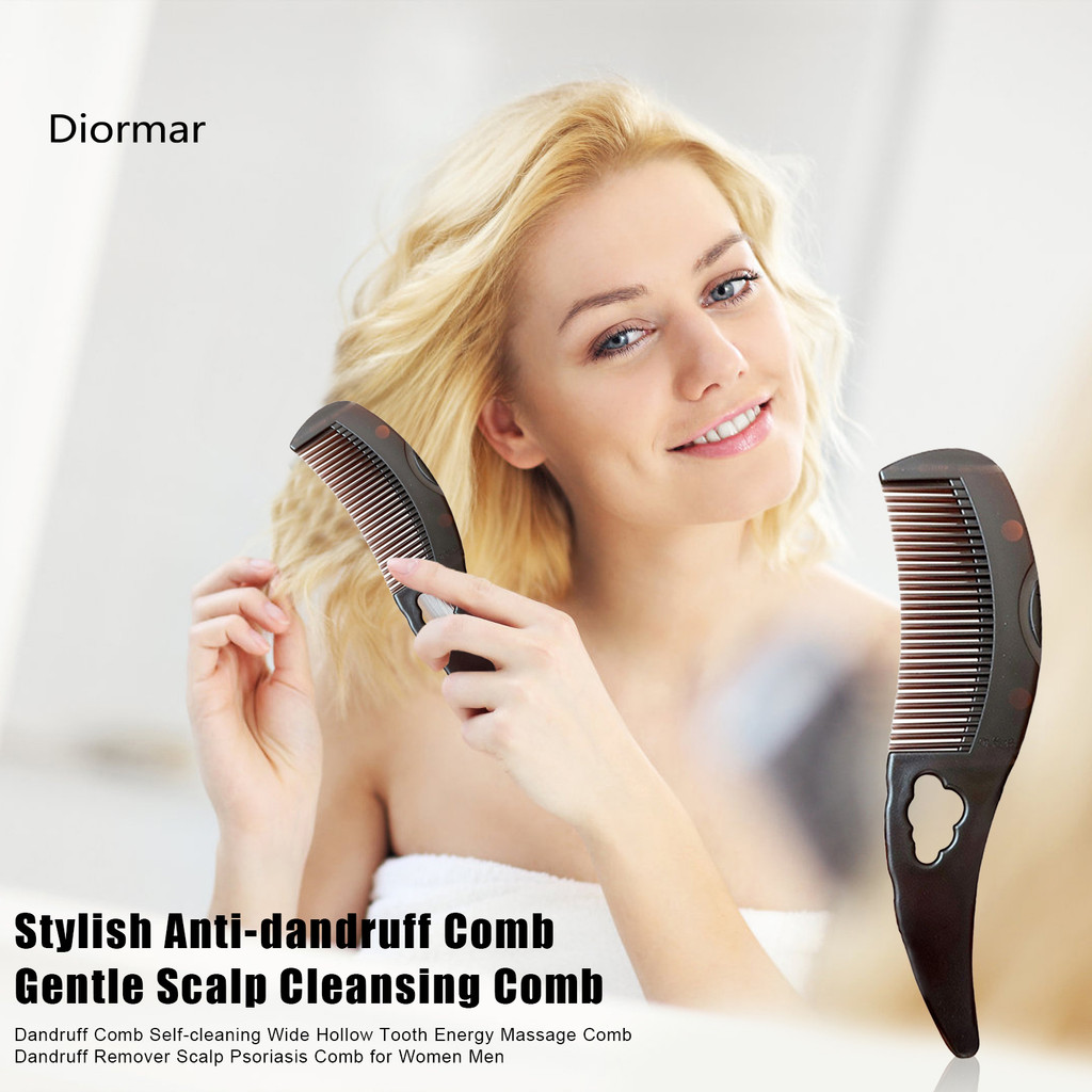 DMR Dandruff Comb Self-cleaning Wide Hollow Tooth Energy Massage Comb ...