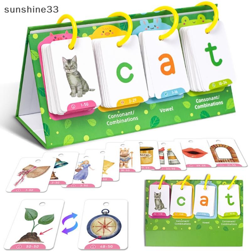 SY Kids CVC Words Flashcards Phonics Flip Chart Word Builder Sight ...