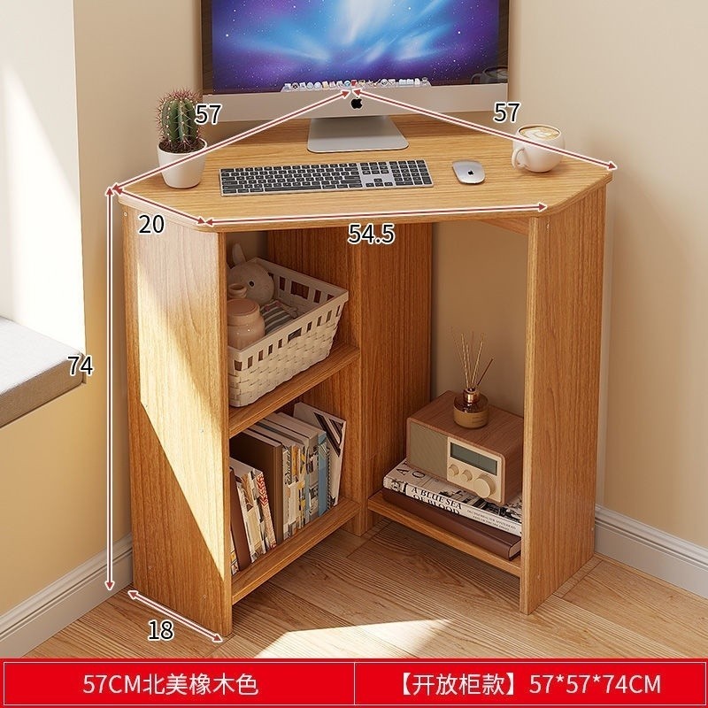 MXH Study Desk Triangle With Bookshelf Corner Computer Desk With Drawer ...