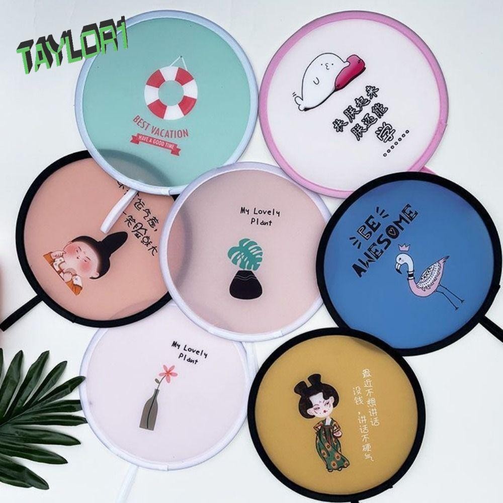 TAYLOR1 Mini Flying Disk Fan, with Pocket Round Folding Fans, Circular ...