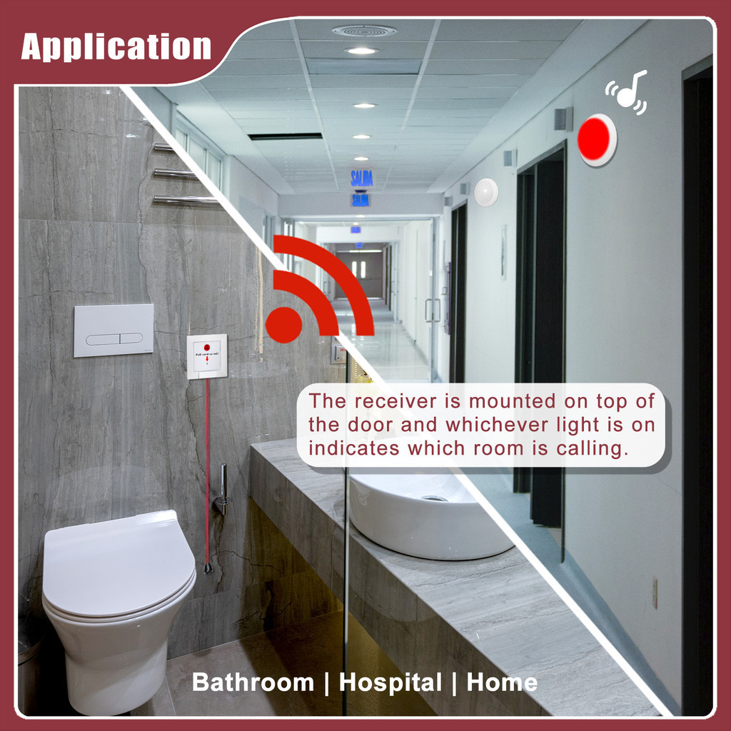 Disabled Person Toilet Alarm Bathroom Wireless SOS Bell for Elderly ...