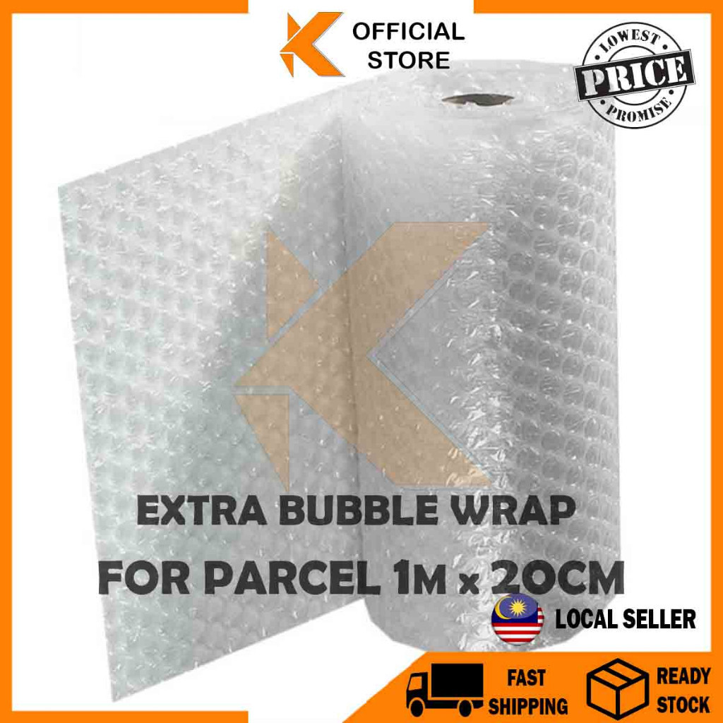 【K-Home】Extra 1pcs 1M x 20CM Bubble Wrap for Parcel Premium Grade Clear ...