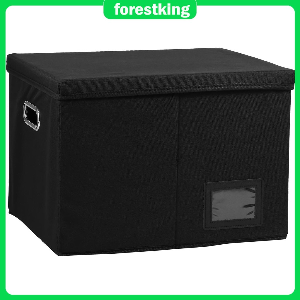 File Organizer Box with Lid Foldable Hanging File Filing Box Fabric ...