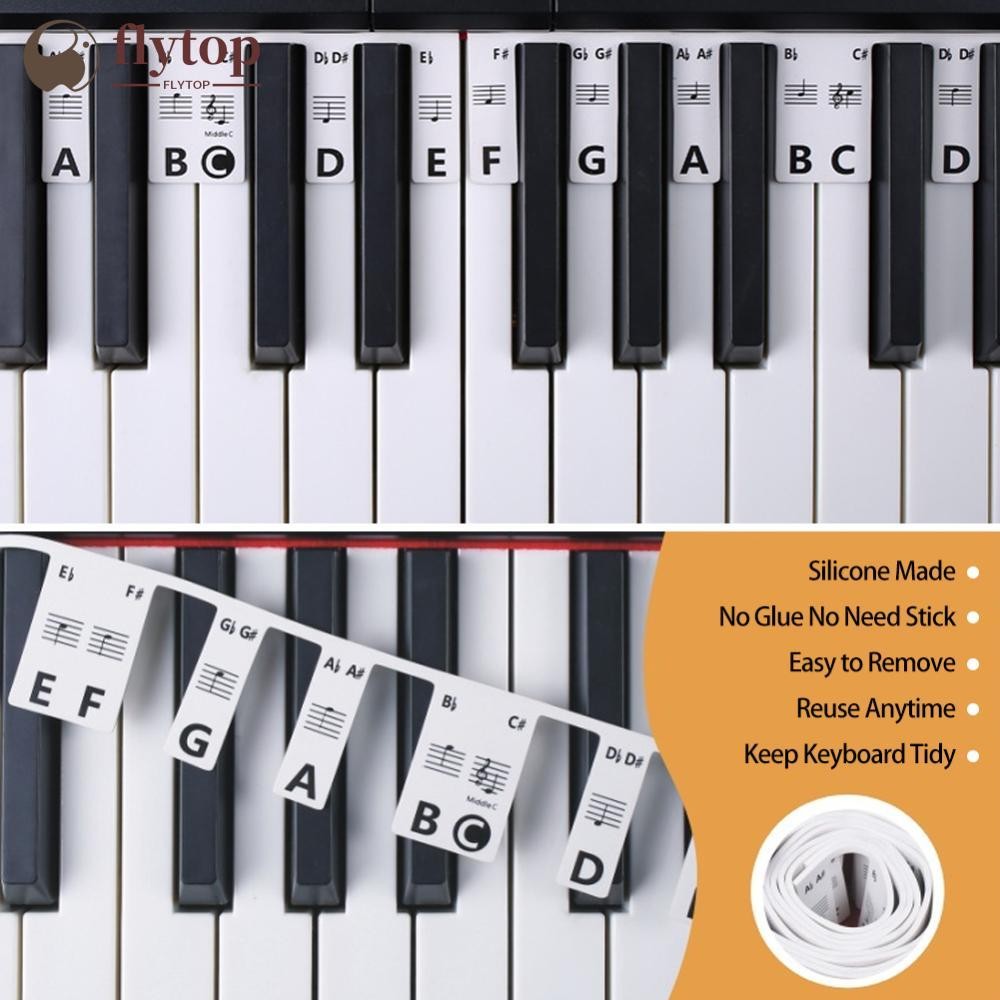 FLYTOP 88/61Keys Reusable Silicone Piano Keyboard Note Labels Guide ...
