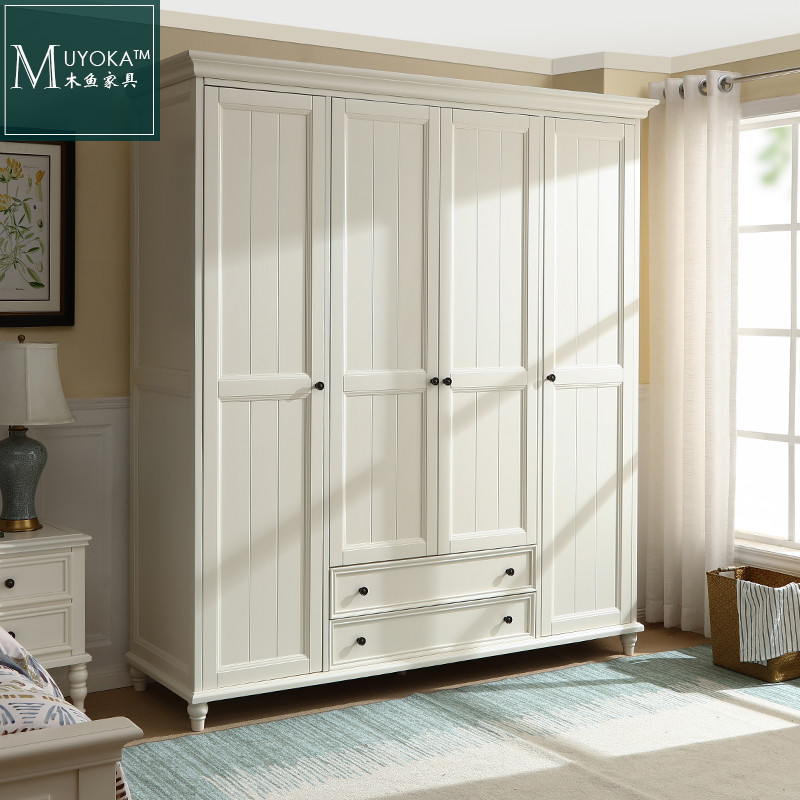 American Style Solid Wood Four-Door Wardrobe African Imported Mahogany ...