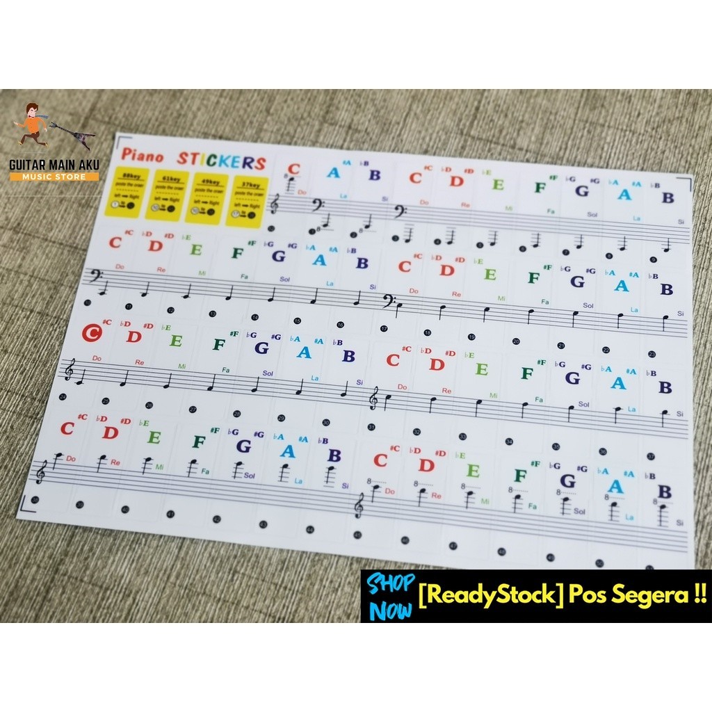 Pos Segera Colorful Keyboard Piano Sticker | Shopee Singapore
