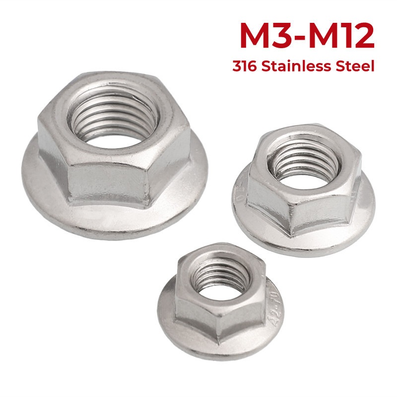 316 Stainless Steel Hexagon Flange Nuts M3 M4 M5 M6 M8 M10 M12 Flange ...