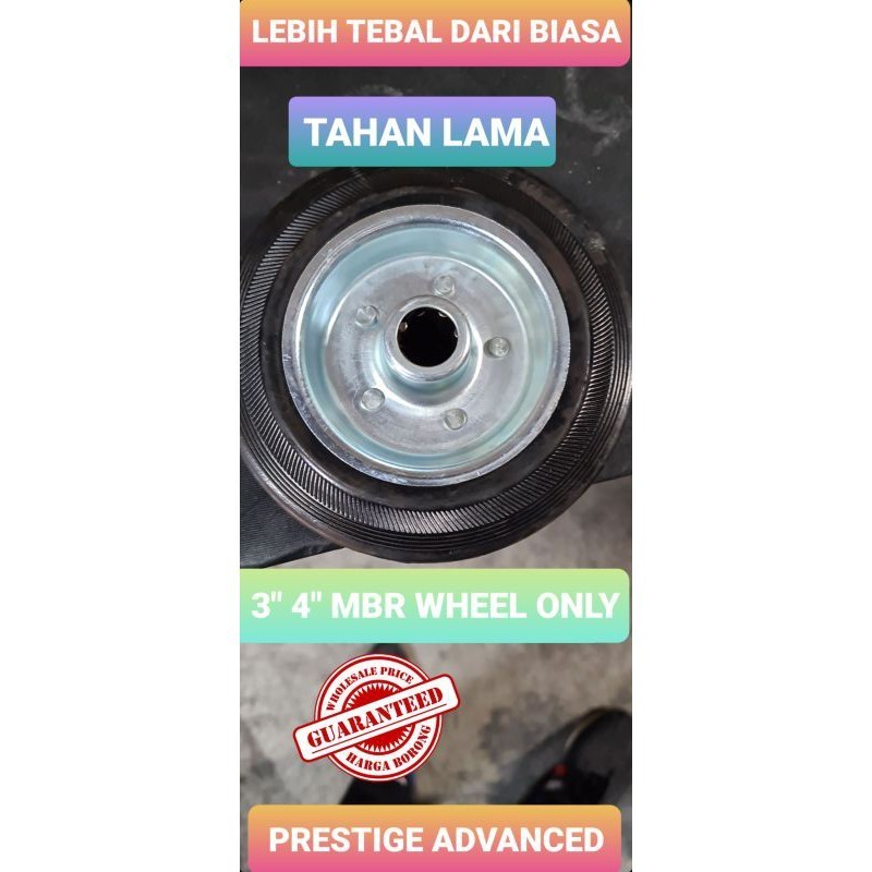 KUALITY BAIK 3" / 4" MBR LEBIH TEBAL RODA GETAH HITAM SAHAJA / THICKER ...