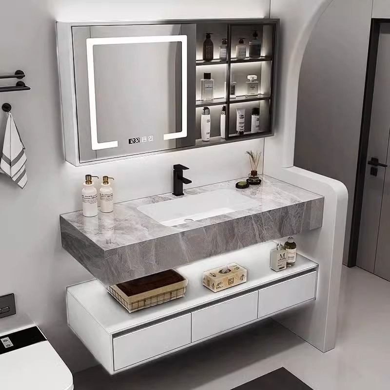 Modern Luxury Hotel Style Vanity Cabinet Set with Seamless Ceramic ...