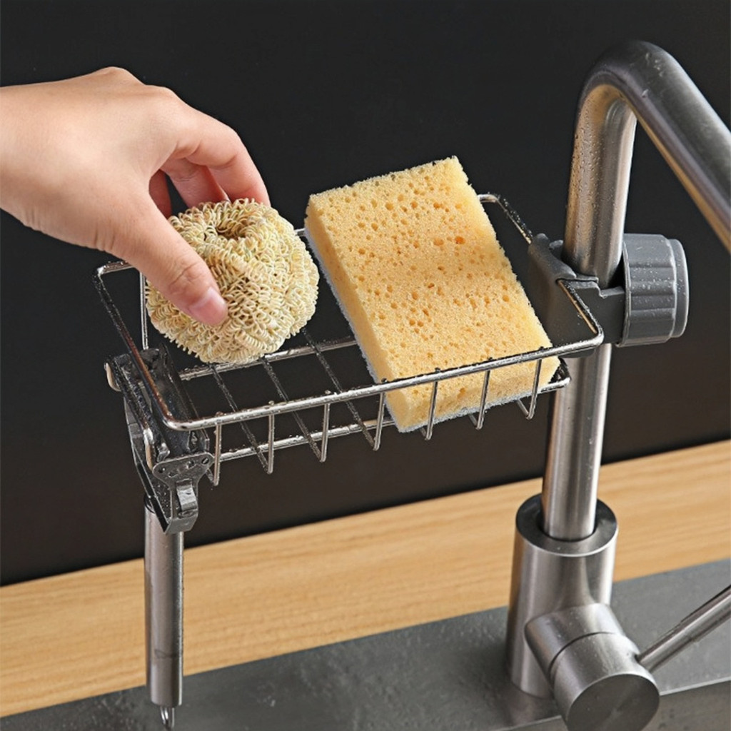 Kitchen Sink Drain Rack Stainless Steel Basket Sponge Drying Organizer ...