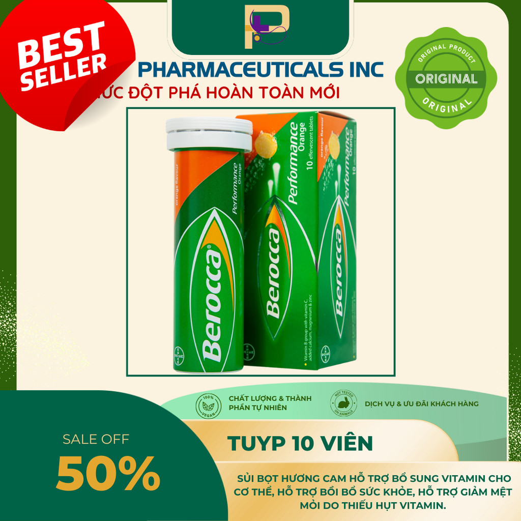 Berocca Performance vitamin and mineral supplement effervescent tablets ...