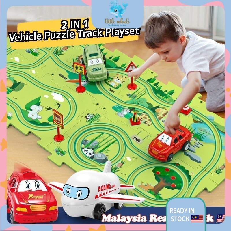 Track Car Vehicle Puzzle Track Playset Fun Race Montessori dinosaur ...