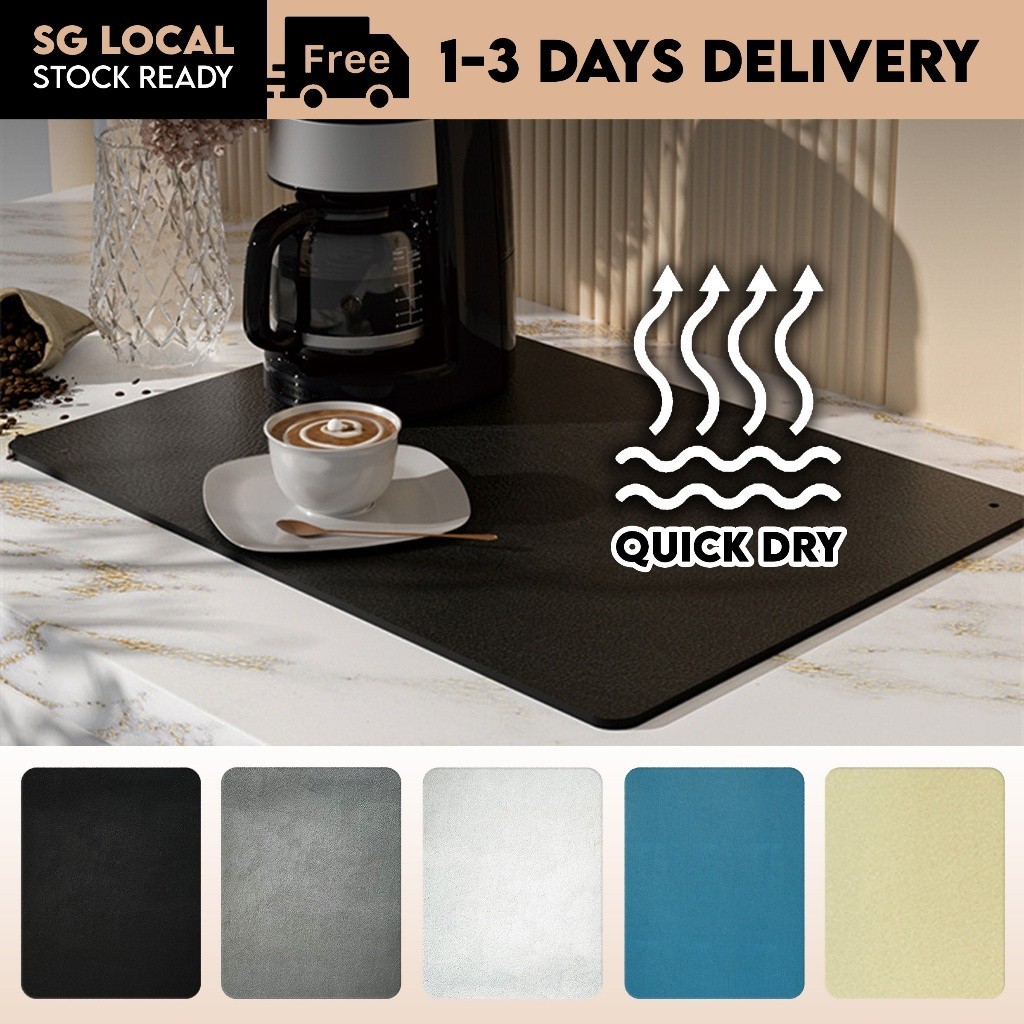 [SG STOCK] Kitchen Soft Diatomite Quick Drying Mat Anti Skid Wet Stain ...
