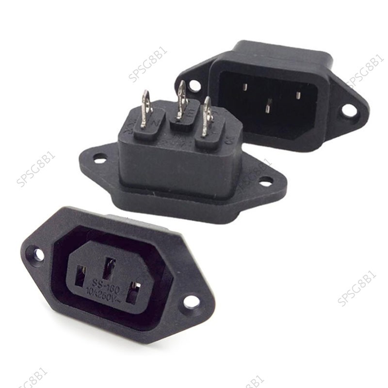 3 Pin AC IEC Straight Female Male Socket Charging Extension Line Cable ...