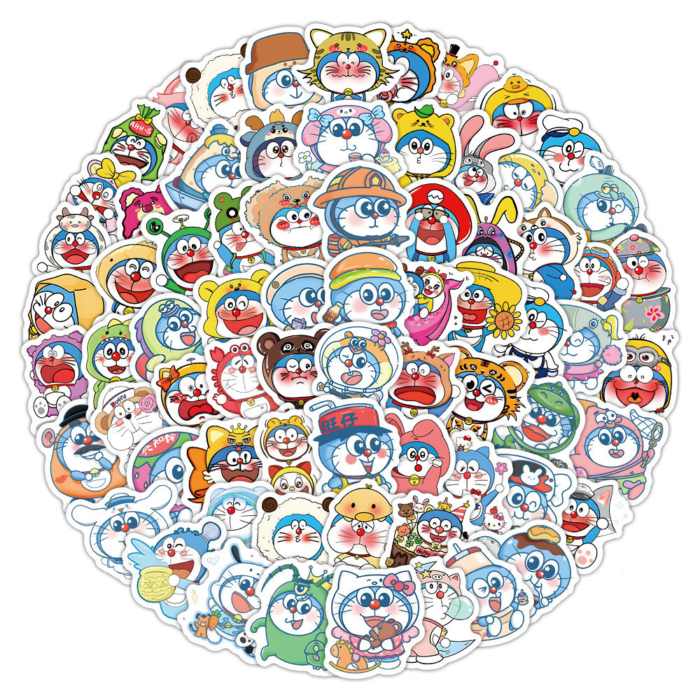 100PCS New Style Doraemon Cute Graffiti Stickers for Helmet Bicycle ...